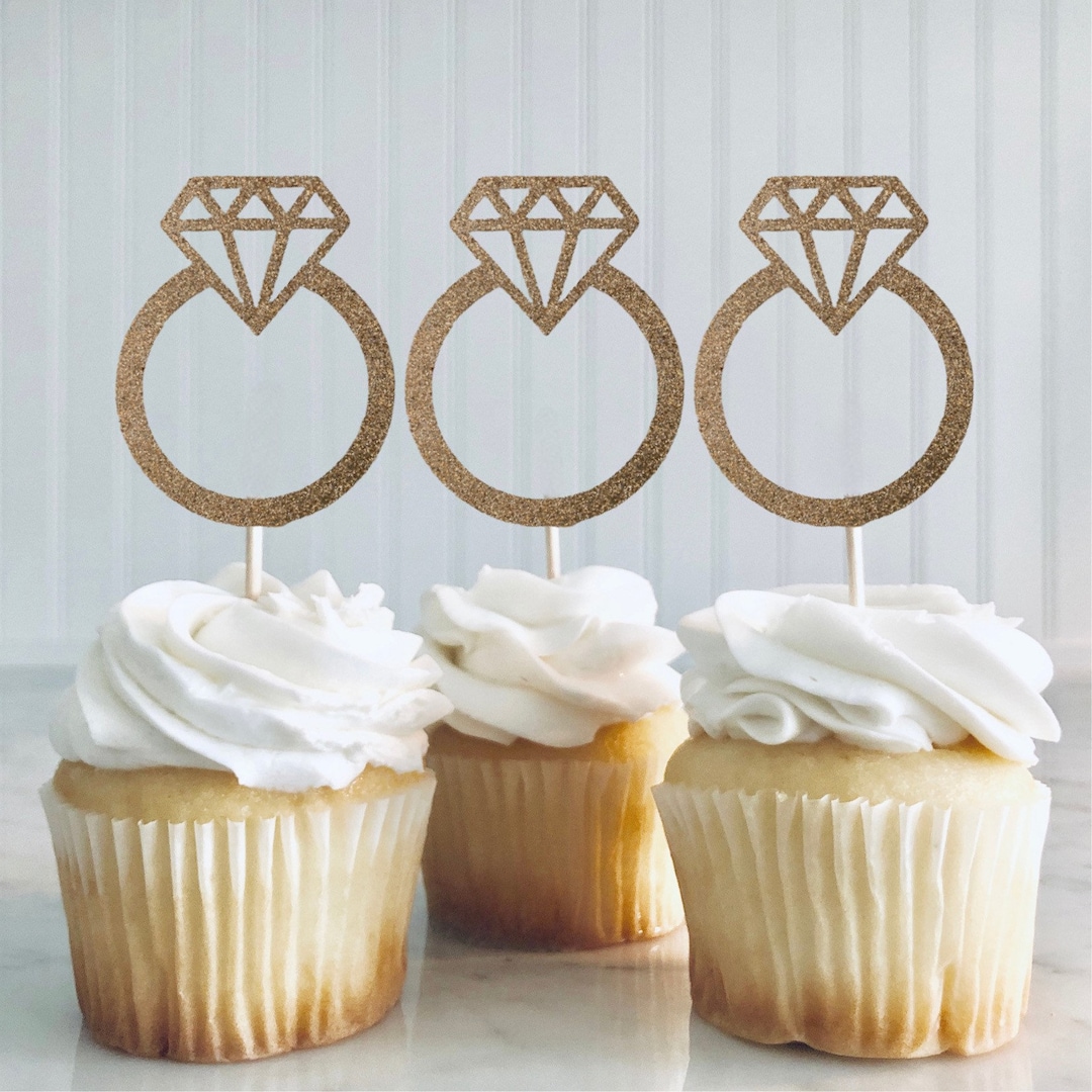 Ring Cupcake Toppers, Diamond Ring Cupcake Toppers, Bridal Shower ...