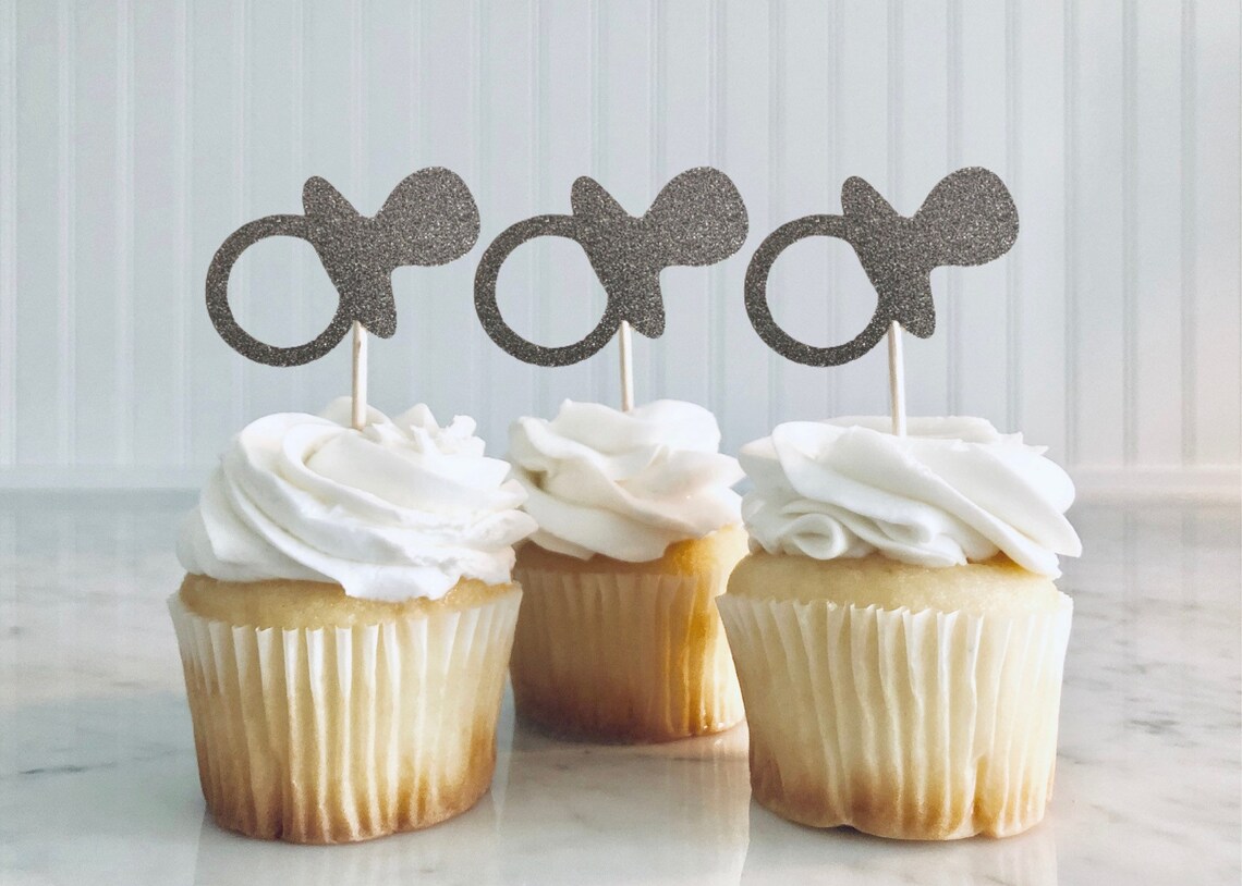 Pacifier Cupcake Toppers Baby Shower Cupcake Toppers Gender | Etsy