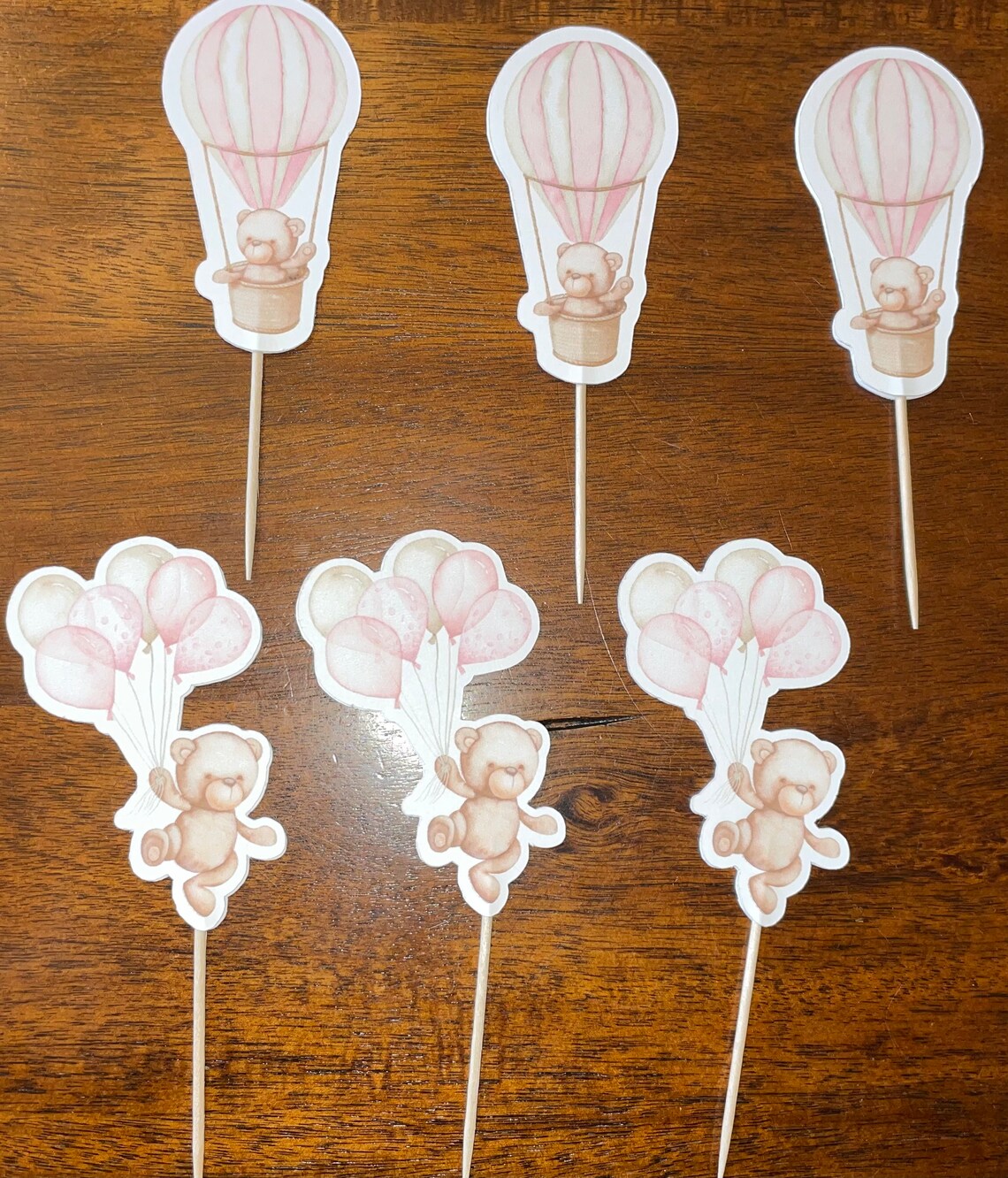 Teddy Bear Baby Shower Cupcake Toppers Bear Balloon Themed - Etsy