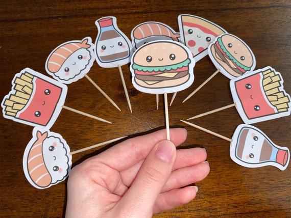 Kawaii Food Cupcake Toppers Kawaii Birthday Party | Etsy