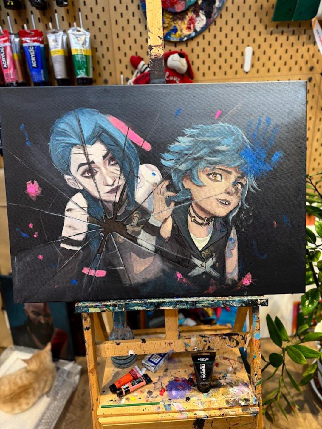 Original Handmade Acrylic Painting of Jinx and Isha, Arcane, League of ...