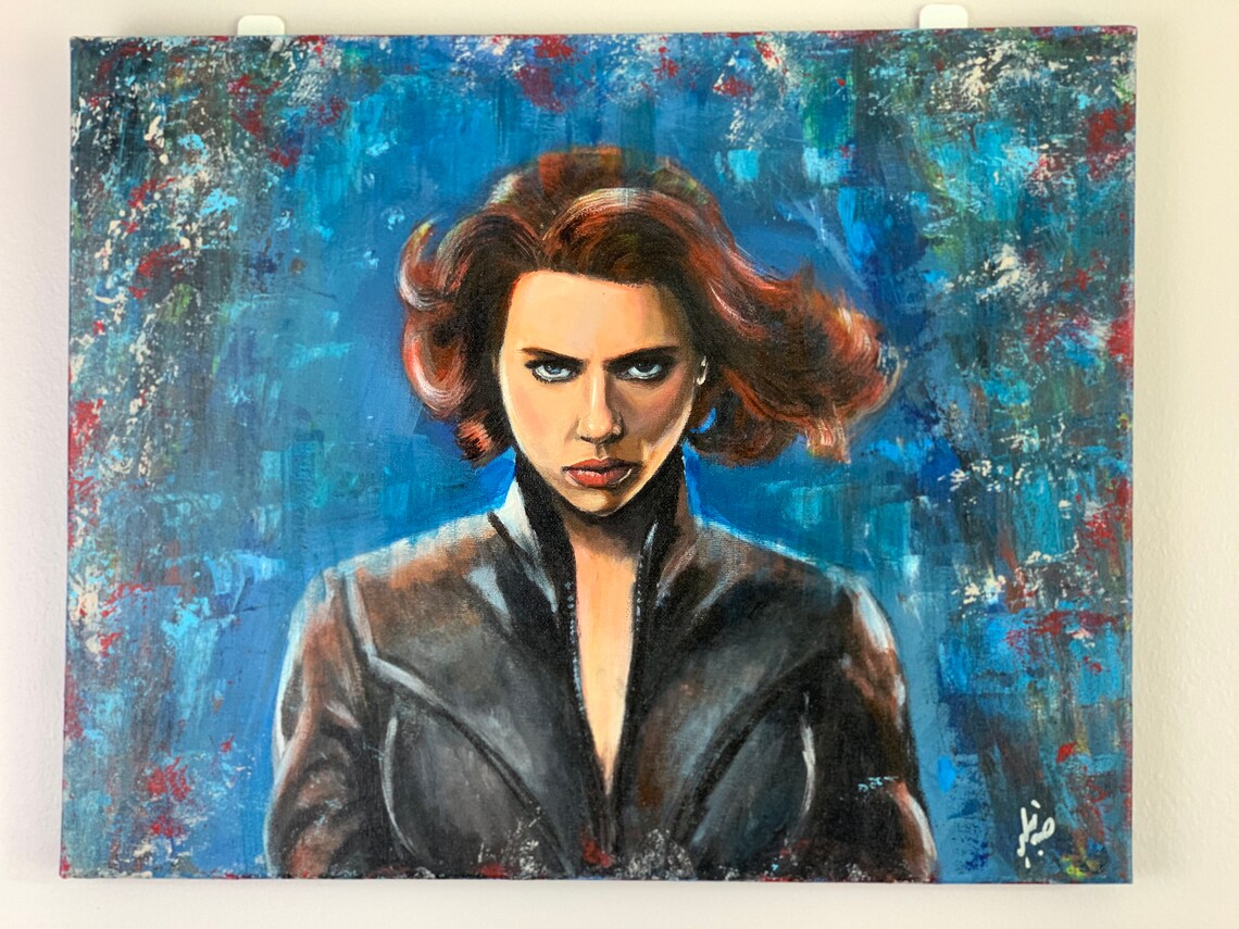 Black Widow Marvel Acrylic Painting | Etsy