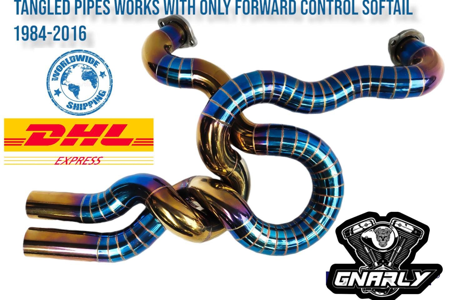Tangled Pipe Exhaust Fits for Harley Davidson Sportster , Dyna, Softail ...