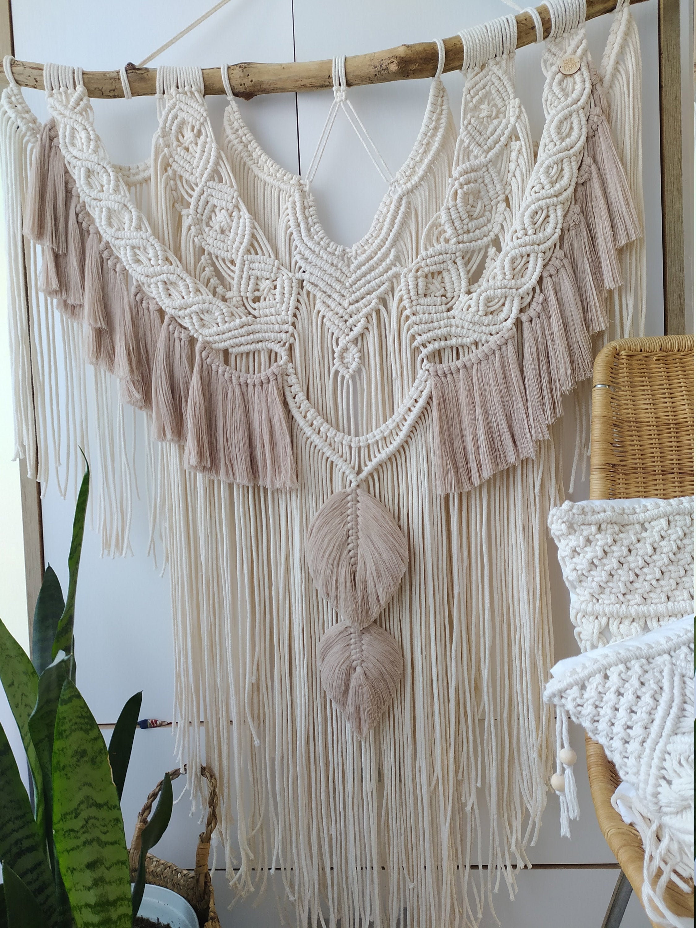 Large Classic Macrame in Natural and Beige Colors - Etsy