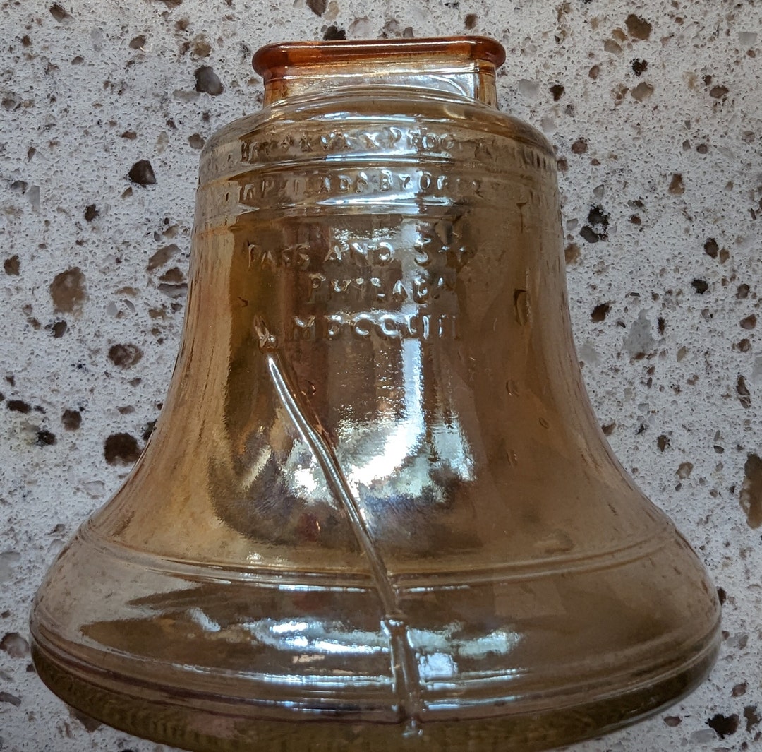 Vintage Amber Luster Glass Liberty Bell Bank - Etsy
