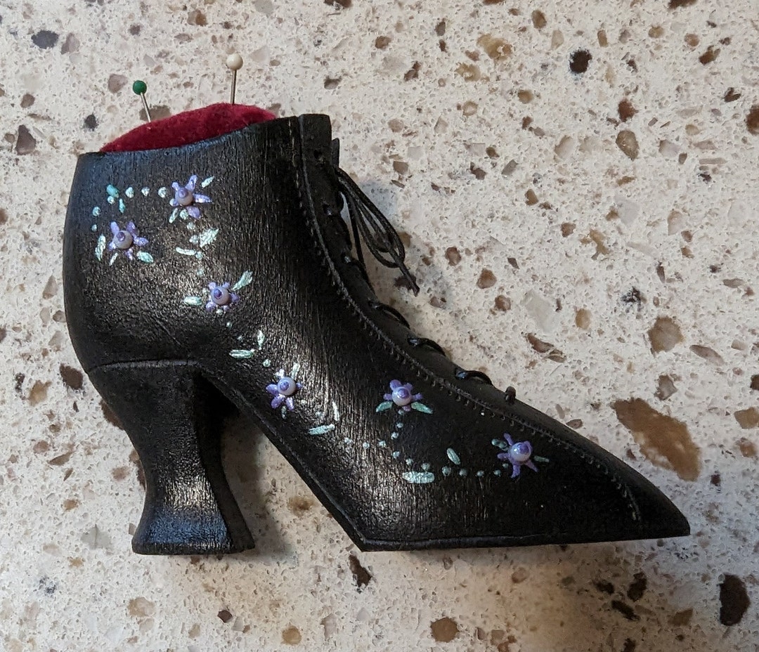 Vintage Shoe/boot Pin Cushion Black - Etsy