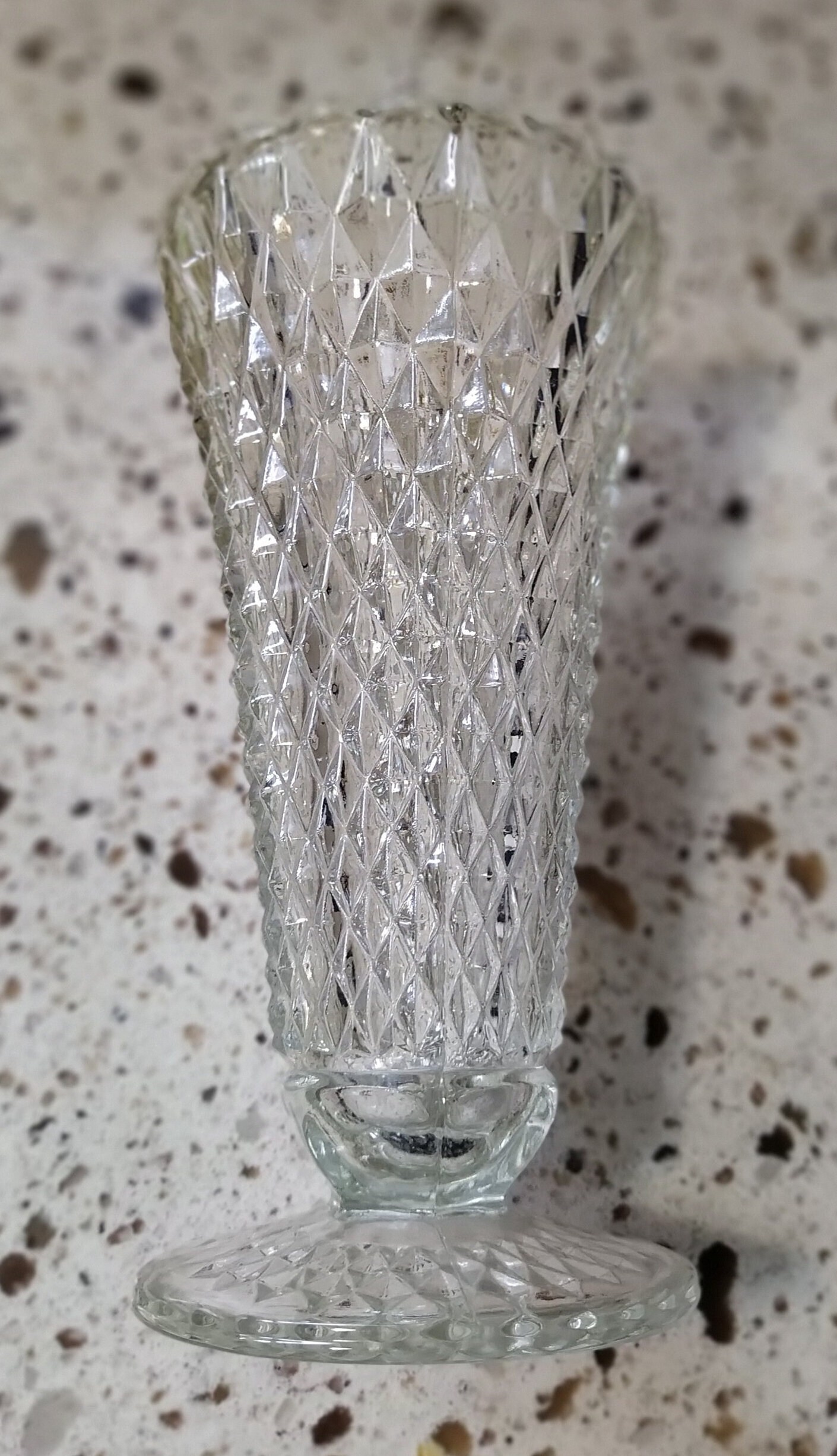 Vintage Footed Pressed Glass Celery Vase With Diamond Pattern - Etsy