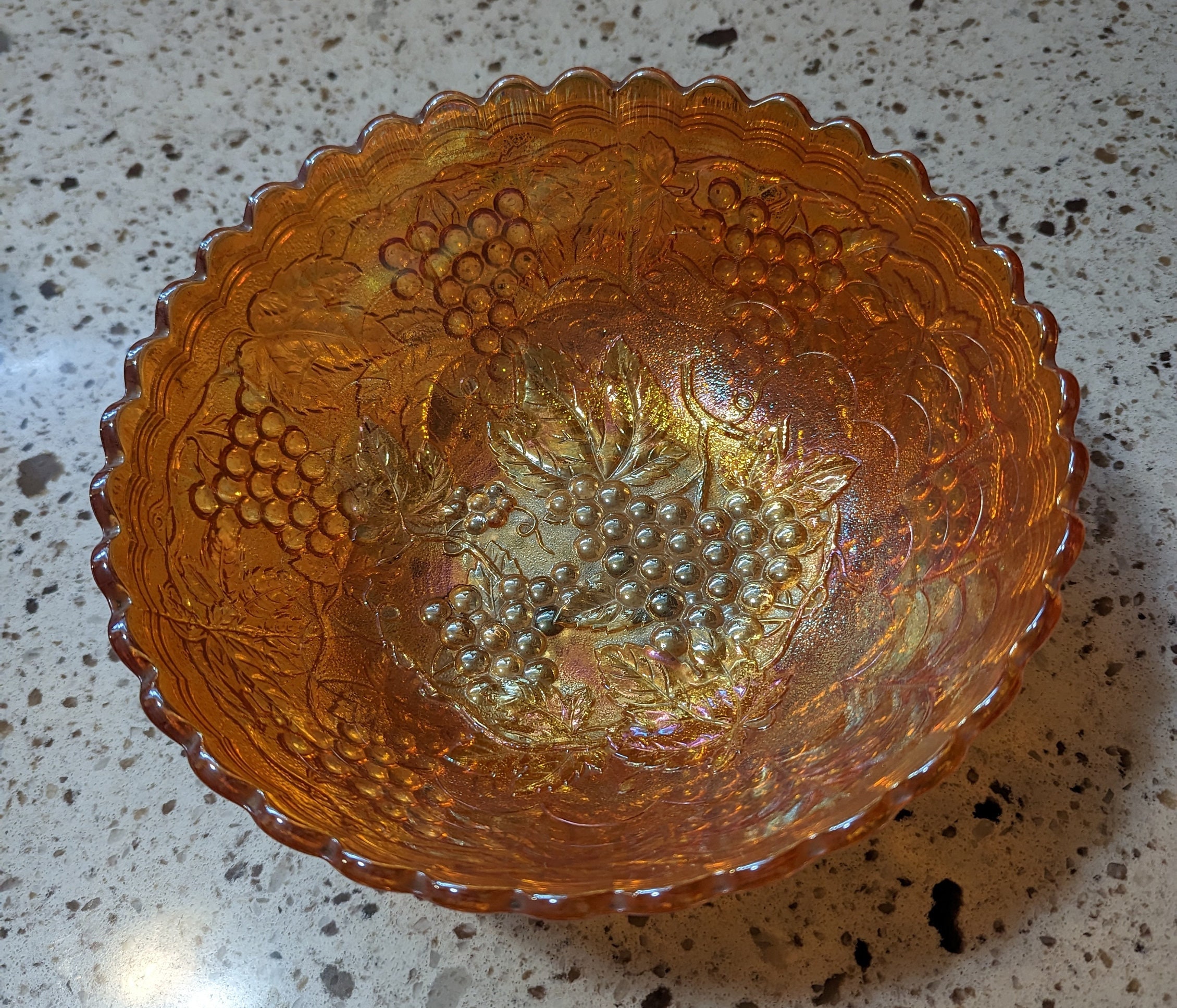 Vintage Imperial Glass Co Carnival Glass Grape Marigold Bowl - Etsy