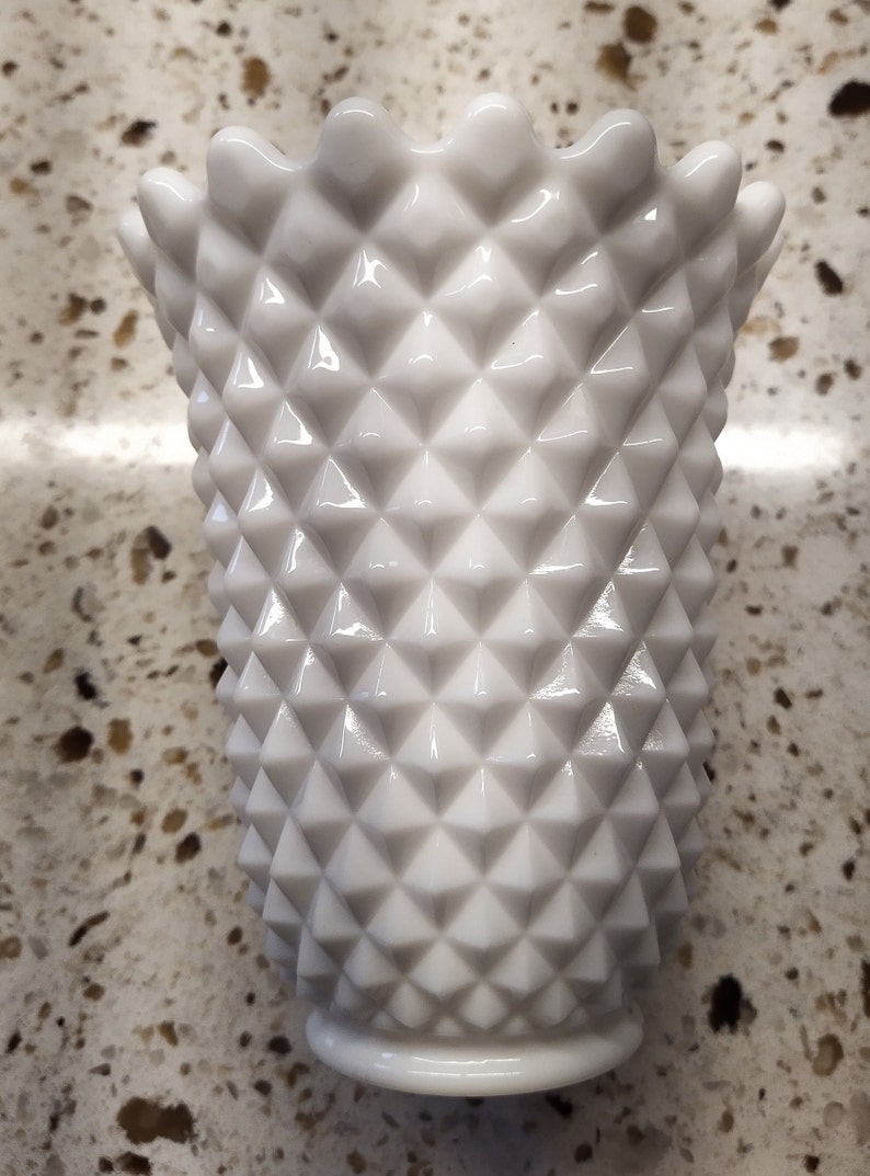Imperial Glass Milk Glass Vase in Diamond Point Pattern - Etsy