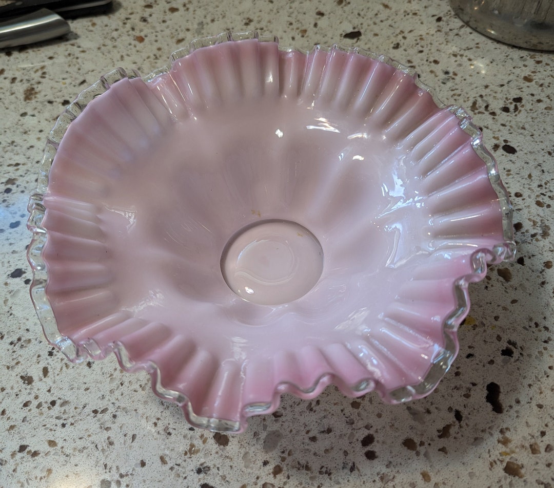 Vintage Fenton Soft Pink Crimped Ruffle Edge Peachcrest Bowl - Etsy