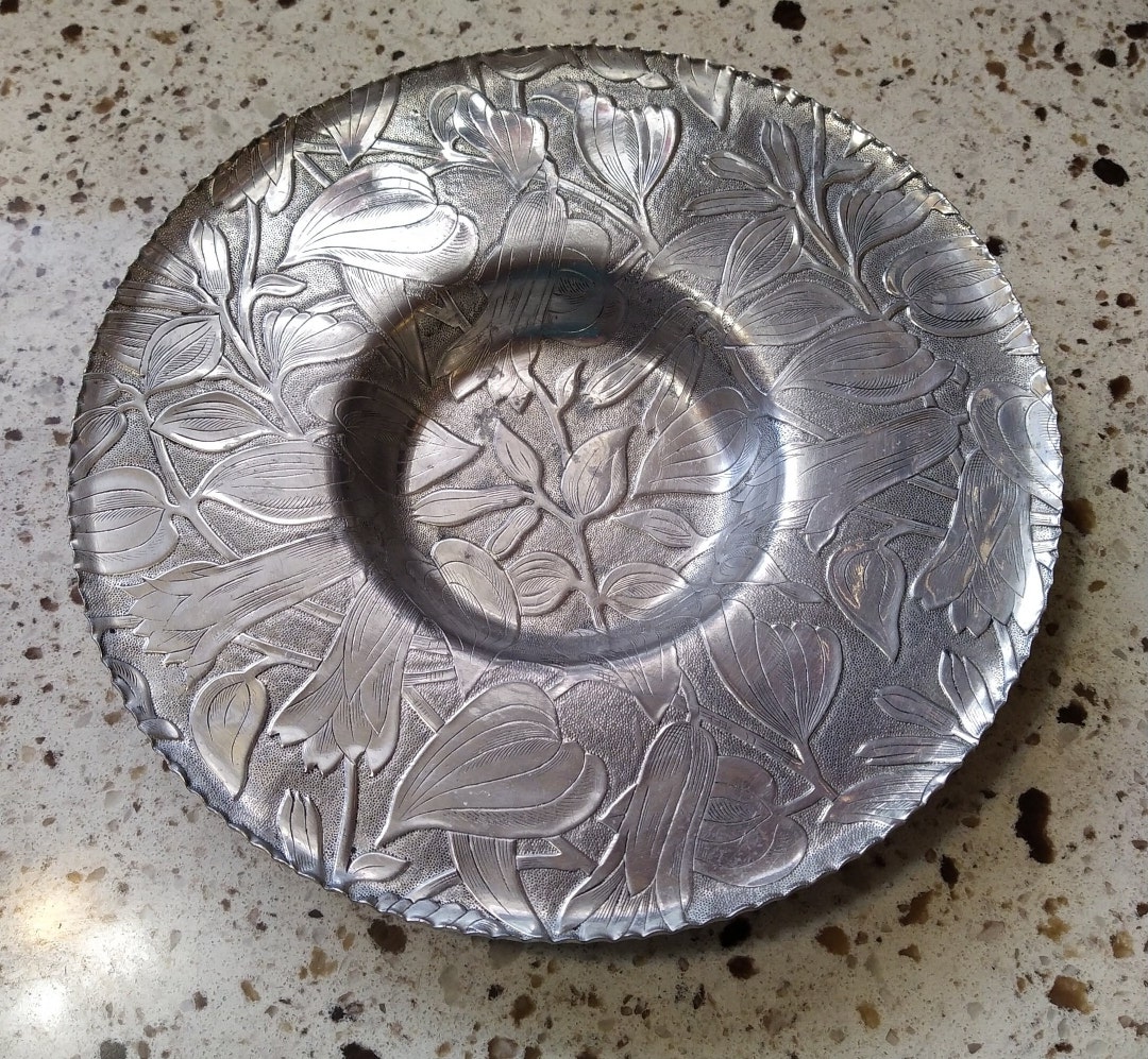 Federal Silver Co. Florette Design Round Aluminum Dish - Etsy