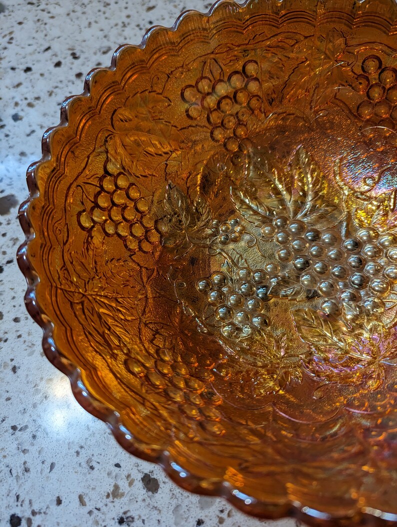 Vintage Imperial Glass Co Carnival Glass Grape Marigold Bowl - Etsy