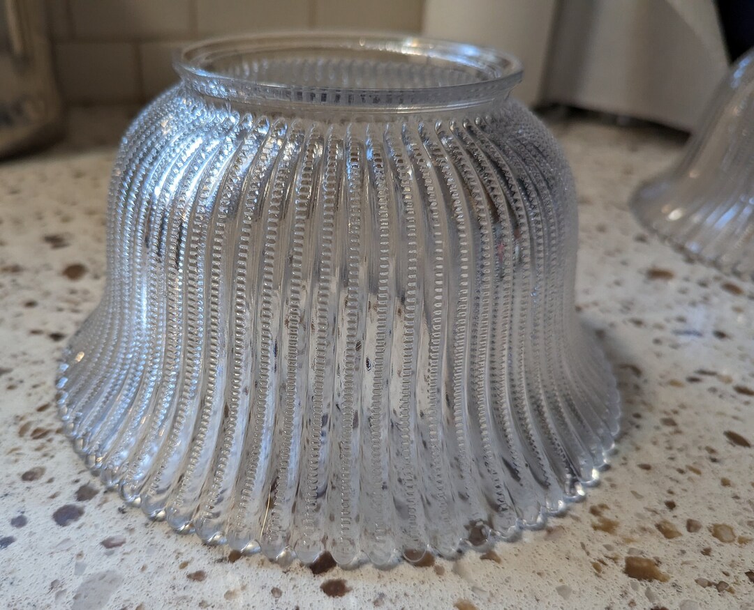 Vintage Holophane Ribbed/zipper Glass Diffuser Shade - Etsy