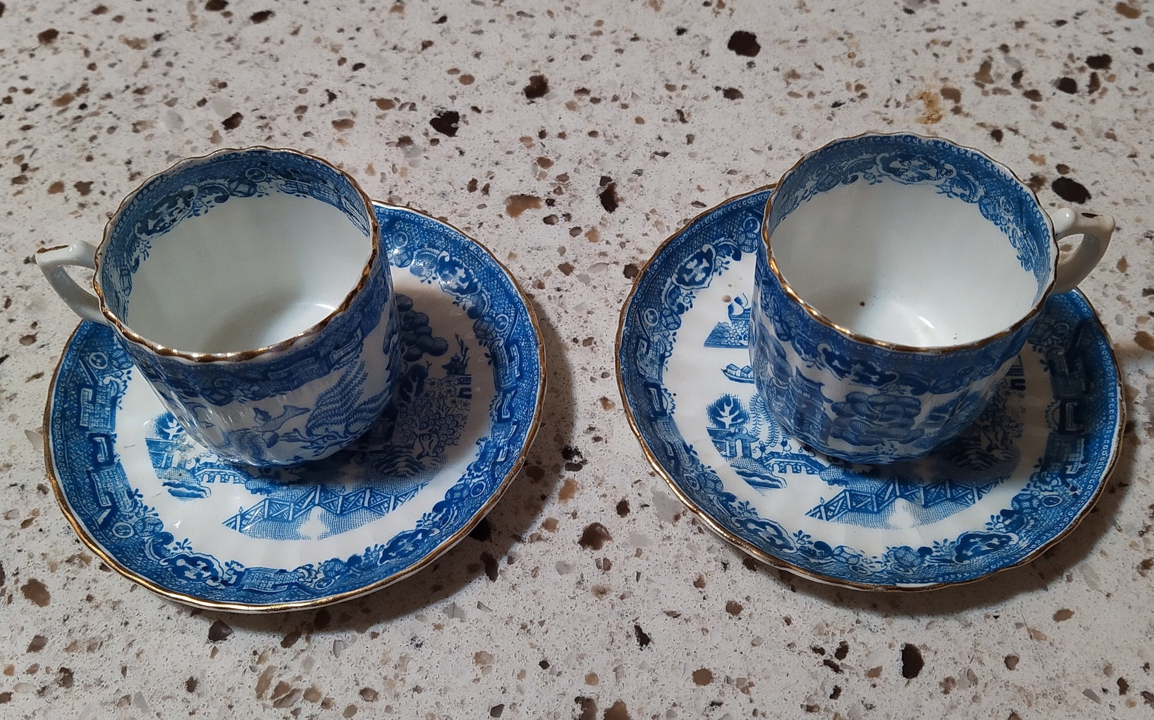 Blue and White Cup and Saucer Teacup Set | Etsy