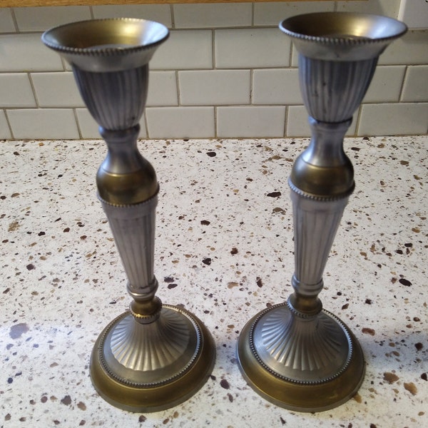 Pewter Candlesticks - Etsy