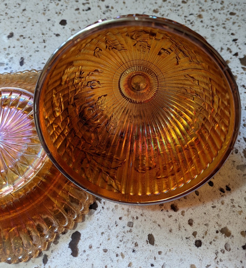 Antique Imperial Rose or Open Rose Carnival Glass Round | Etsy