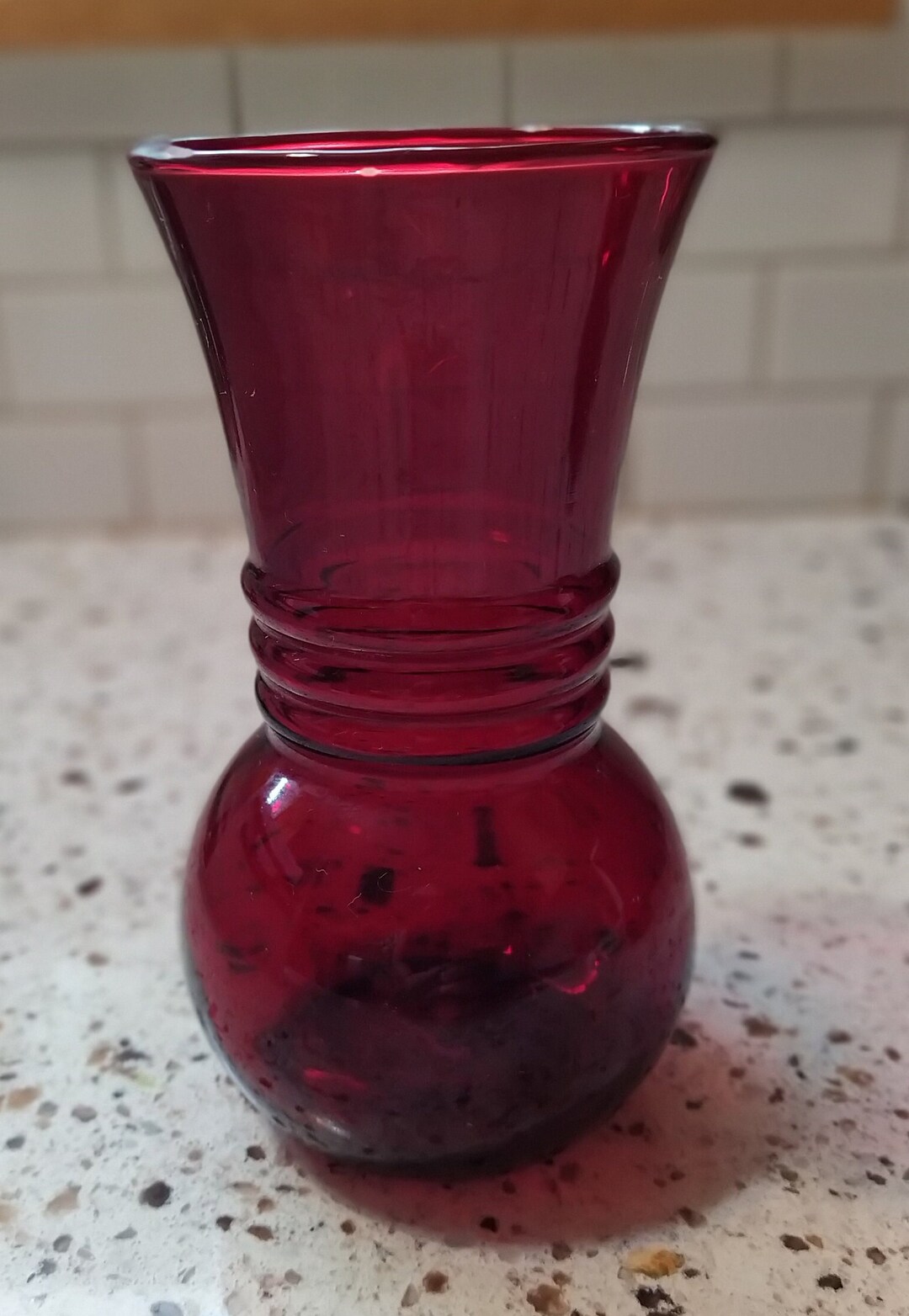 Vintage Ruby Red Vase - Etsy