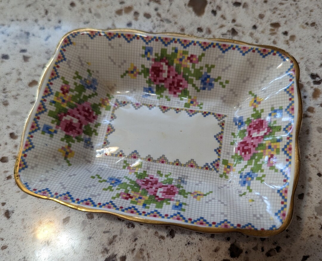 Vintage Royal Albert Petit Point Pattern Trinket Dish - Etsy