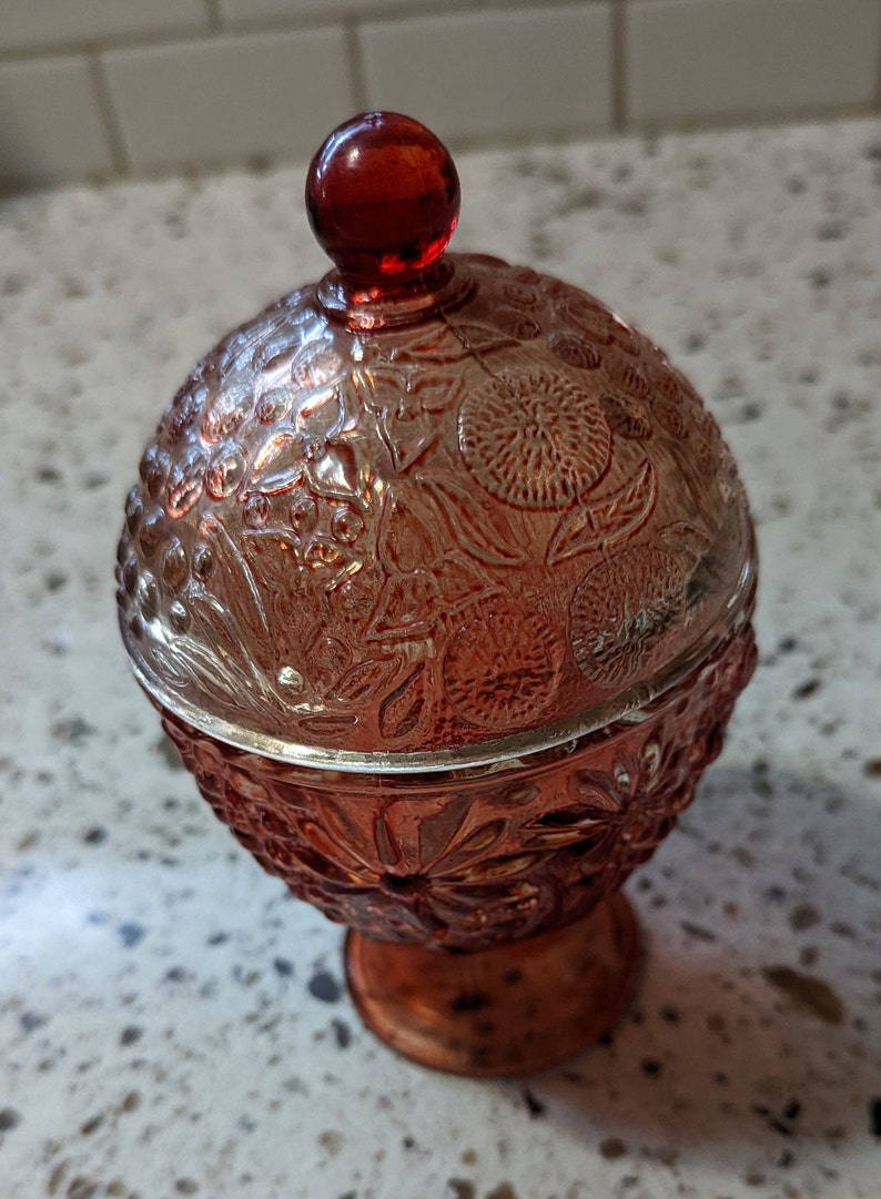 Vintage Avon red on Glass Egg Shaped Pedestal Lidded Dish - Etsy