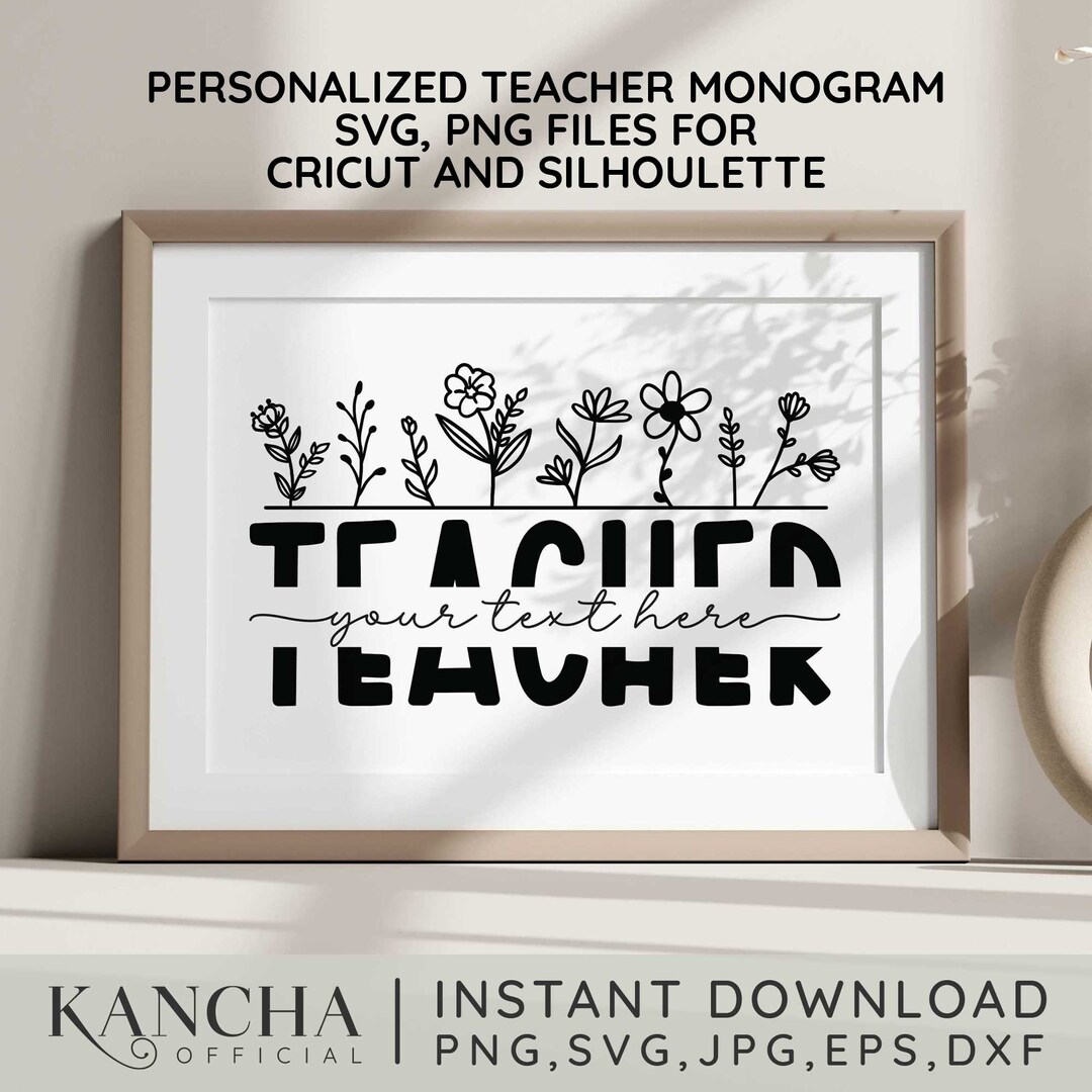 Teacher Monogram Svg Personalized Name Teacher Split Monogram Svg Gift ...