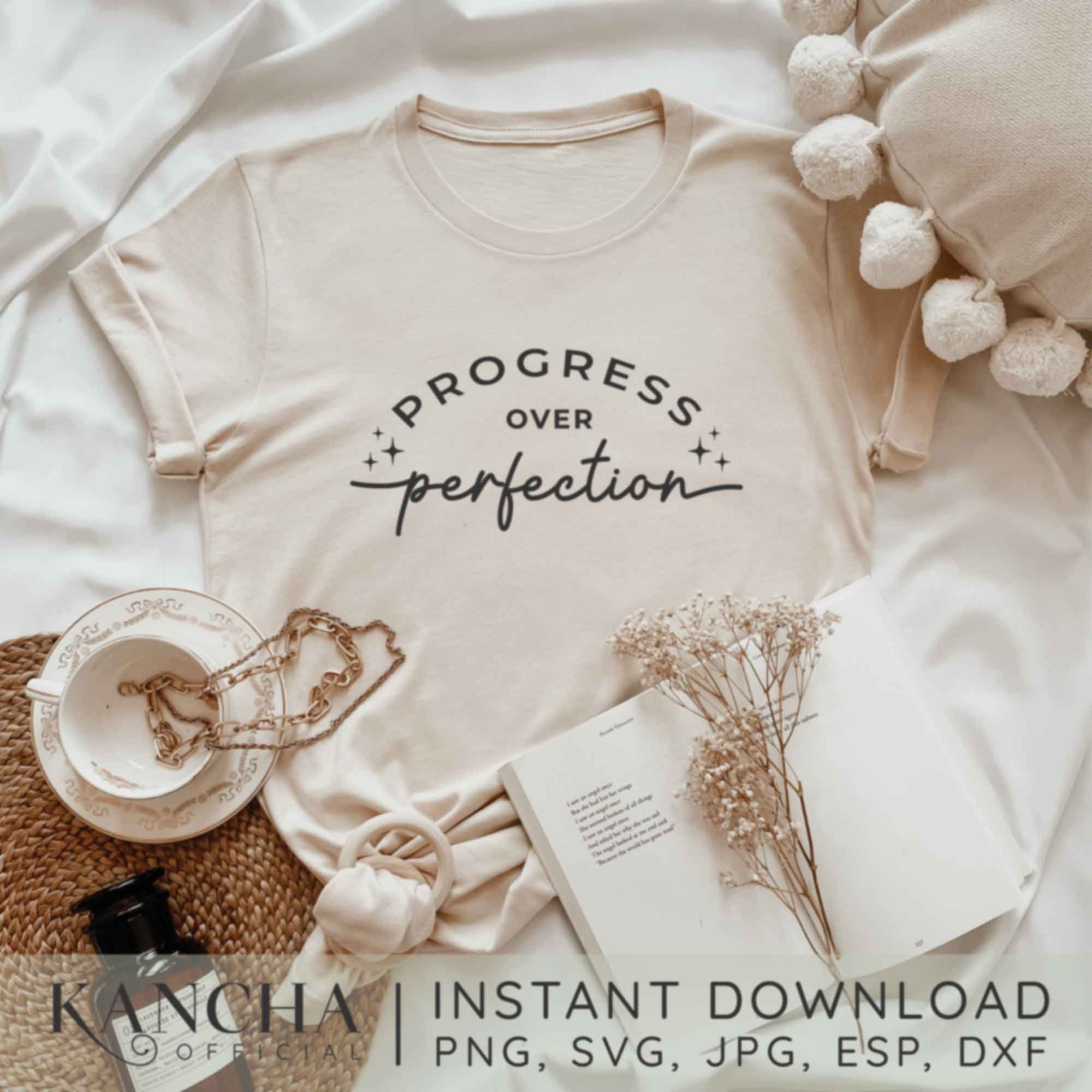 Progress over perfection svg inspirational svg motivational | Etsy