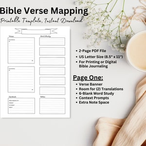 Bible Verse Mapping Pages , Scripture Mapping Journal, Printable ...