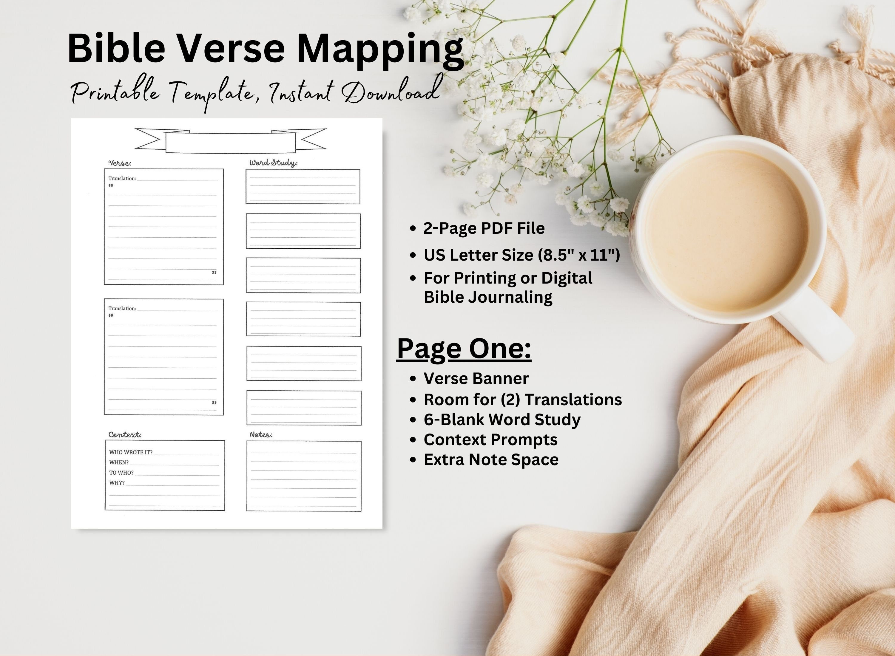 Bible Verse Mapping Pages , Scripture Mapping Journal, Printable ...