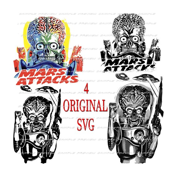 Tim burton movie svg mars attacks svg tim burton art | Etsy