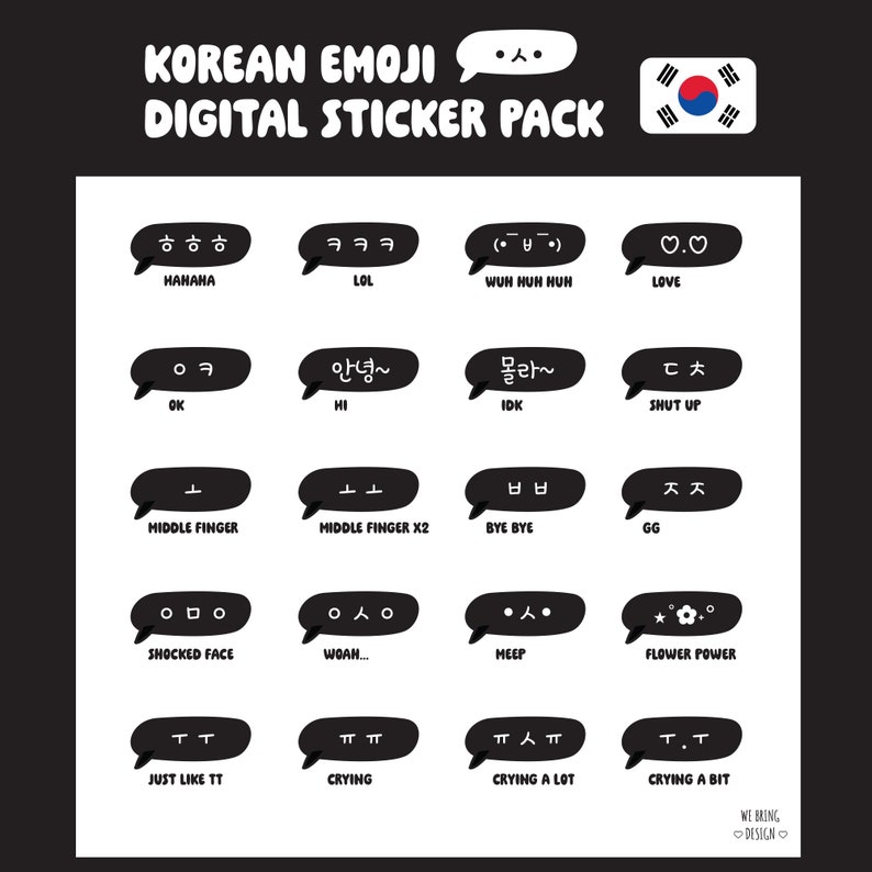 20 Korean Emoji Digital Stickers for Goodnotes, Sticker Sheet and Pngs ...