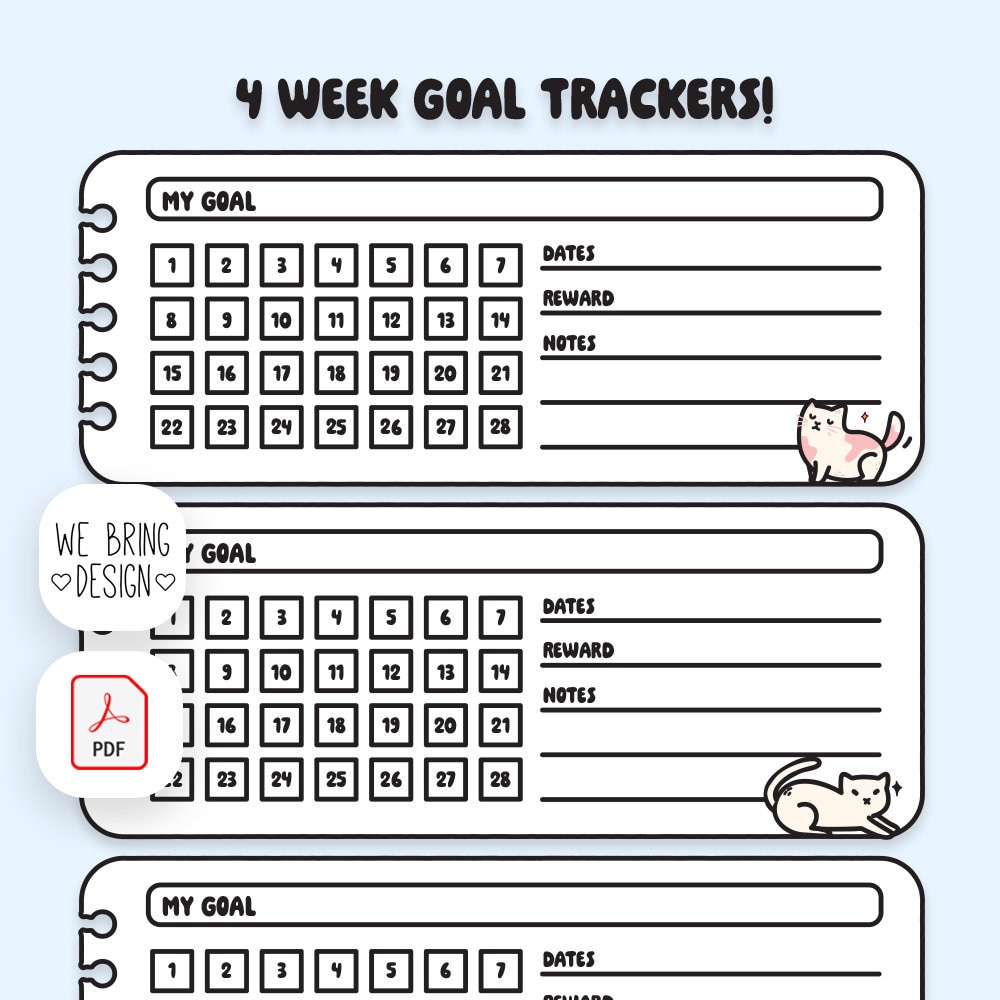 Kawaii 4 Week Tracker - Etsy