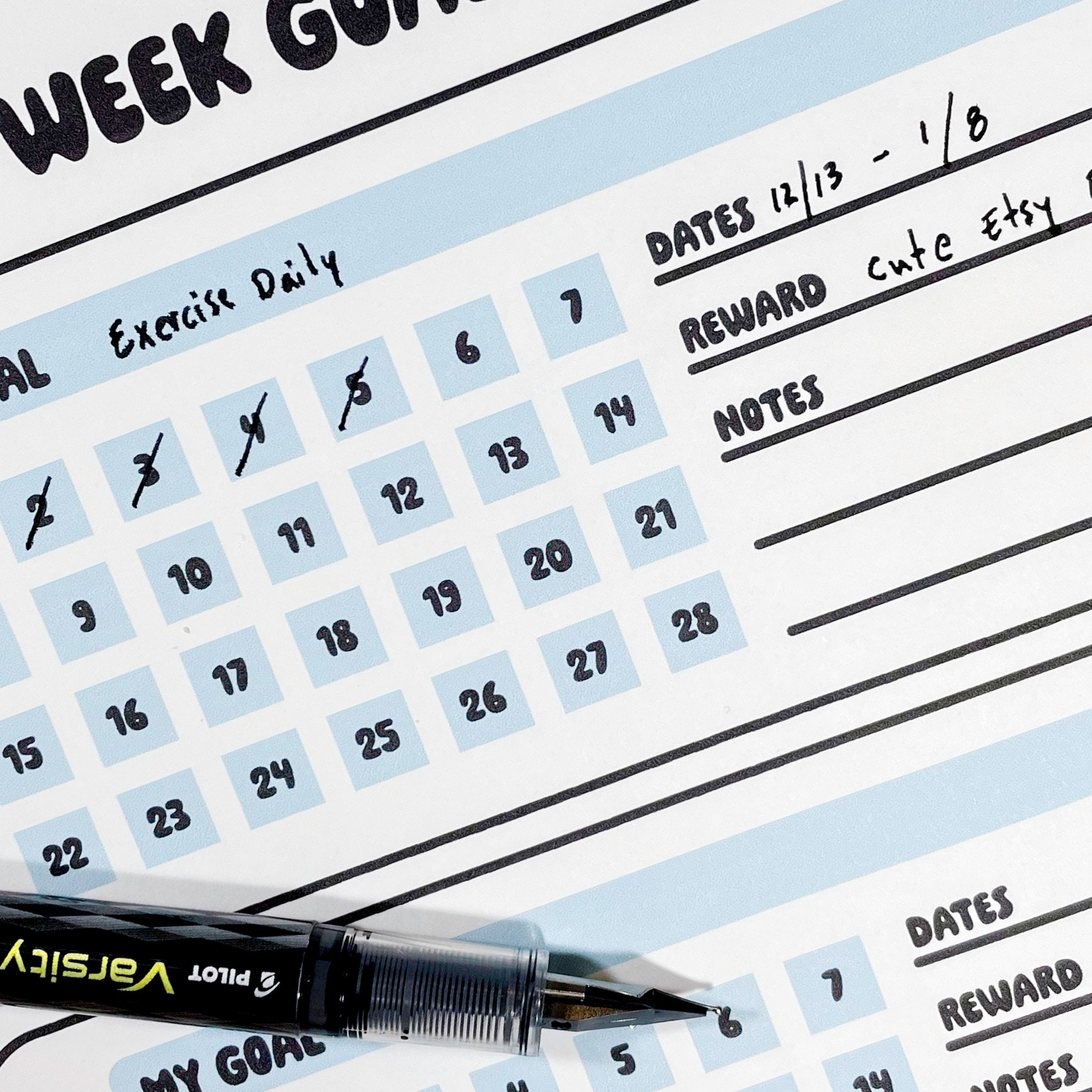 Kawaii 4 Week Tracker - Etsy