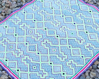 Lion power Animal, Flowers, Chakruna & Kené Pattern Shipibo Handmade ...