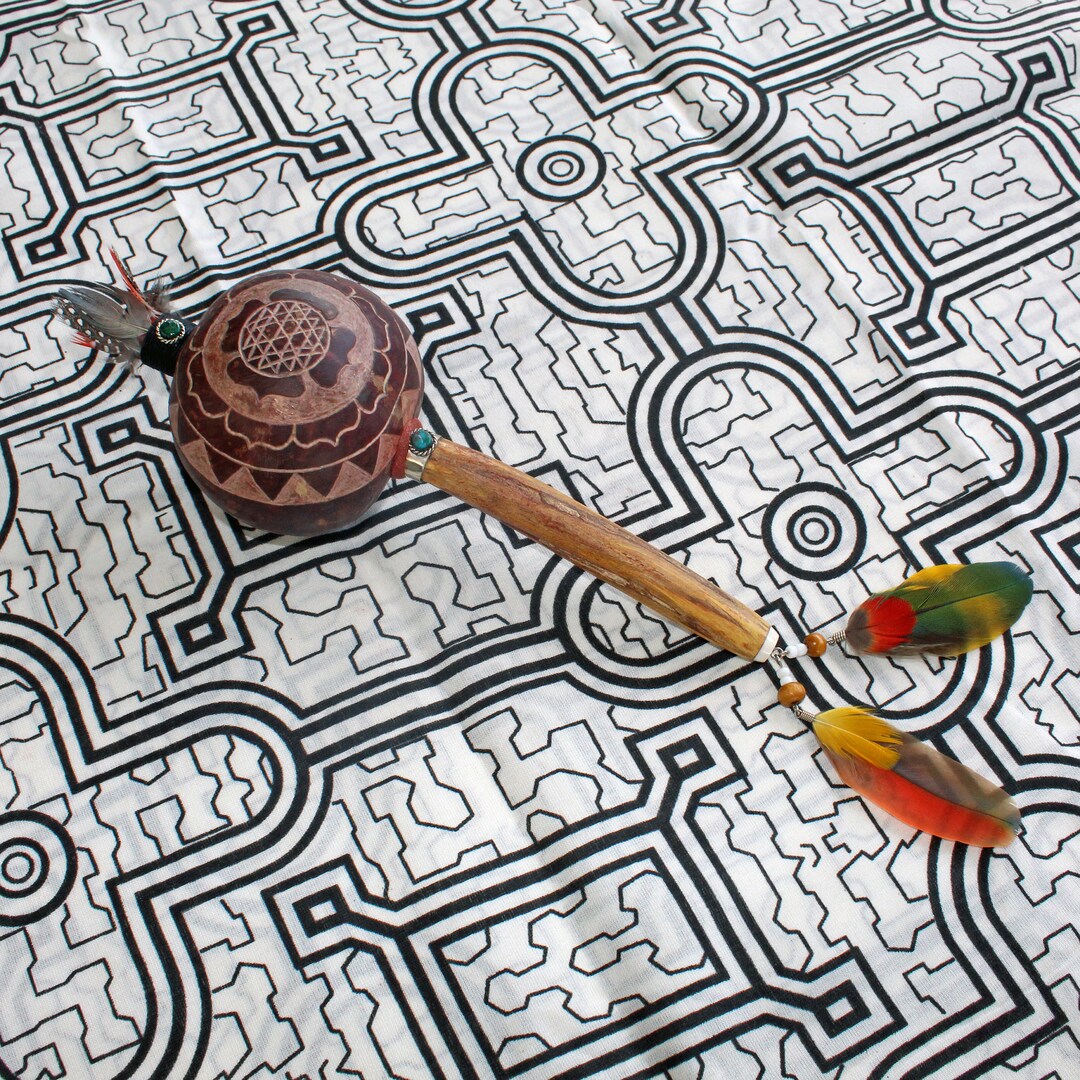 Sri Yantra Shamanic Rattle: Peruvian Turquoise, Aya Wood Handle - Etsy