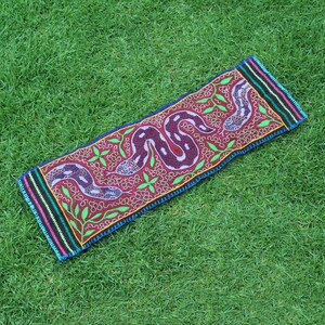 Snakes, Chakruna & Kené Pattern Shipibo Embroidery Altar Cloth Hand ...