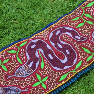 Snakes, Chakruna & Kené Pattern Shipibo Embroidery Altar Cloth Hand ...