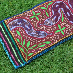 Snakes, Chakruna & Kené Pattern Shipibo Embroidery | Altar Cloth Hand ...