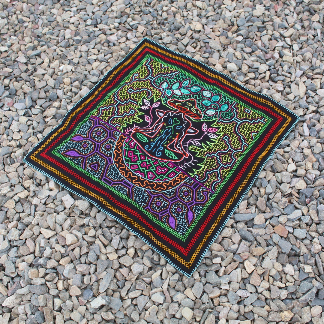 Shroom-head Being Chakruna & Kené Pattern Shipibo Handmade - Etsy