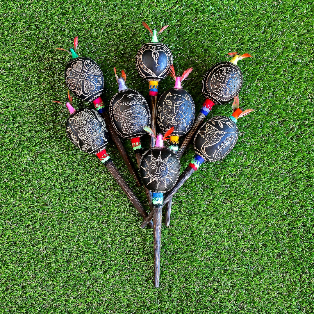 Shipibo Maraca Rattle | Shamanic Ceremonial Instrument, Handle Part ...
