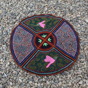 Hummingbirds & Traditional Kené Pattern Shipibo Handmade Embroidery ...