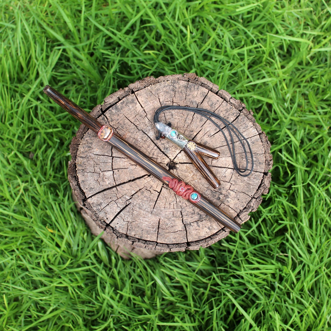 SET TEPI & KURIPE Made of Chonta Wood With a Peruvian Turquoise Stone ...