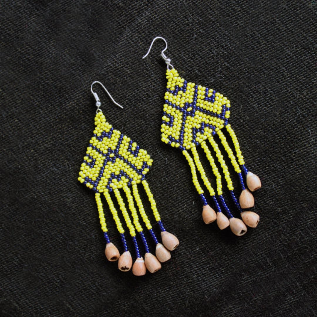 Shipibo Beaded Earrings SACRED KENÉ Design Traditional Amazon Jewelry ...