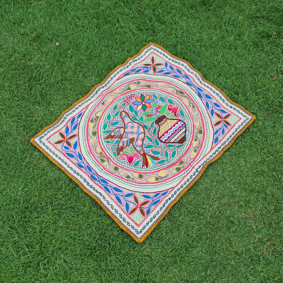 Hummingbird, Chakruna, & Kené Pattern Shipibo Handmade Embroidery ...
