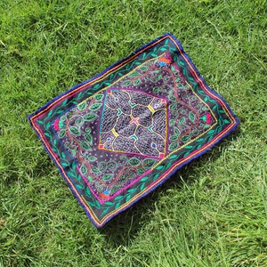 Chakruna & Kené Pattern Shipibo Embroidery Altar Cloth Made by Shipibo ...