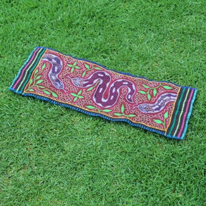 Snakes, Chakruna & Kené Pattern Shipibo Embroidery Altar Cloth Hand ...