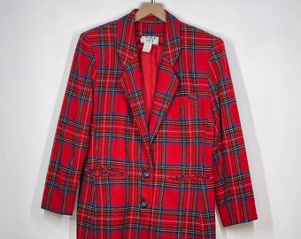 Red Tartan Plaid Blazer - Etsy