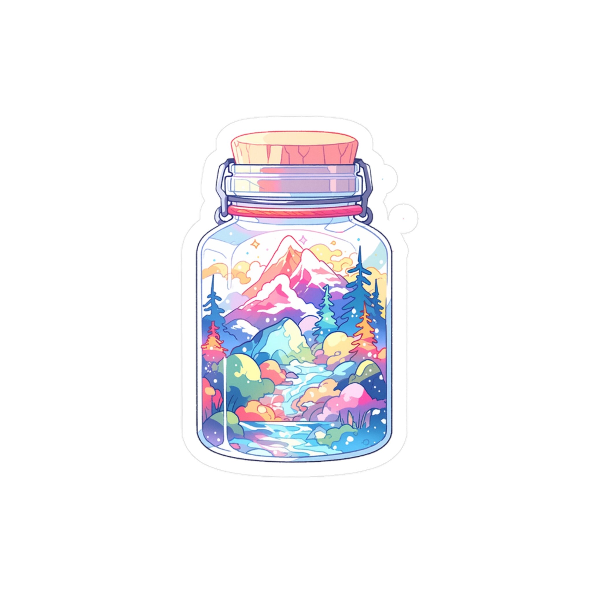 Kawaii Glass Jar World Vinyl Sticker Adorable Pastel - Etsy