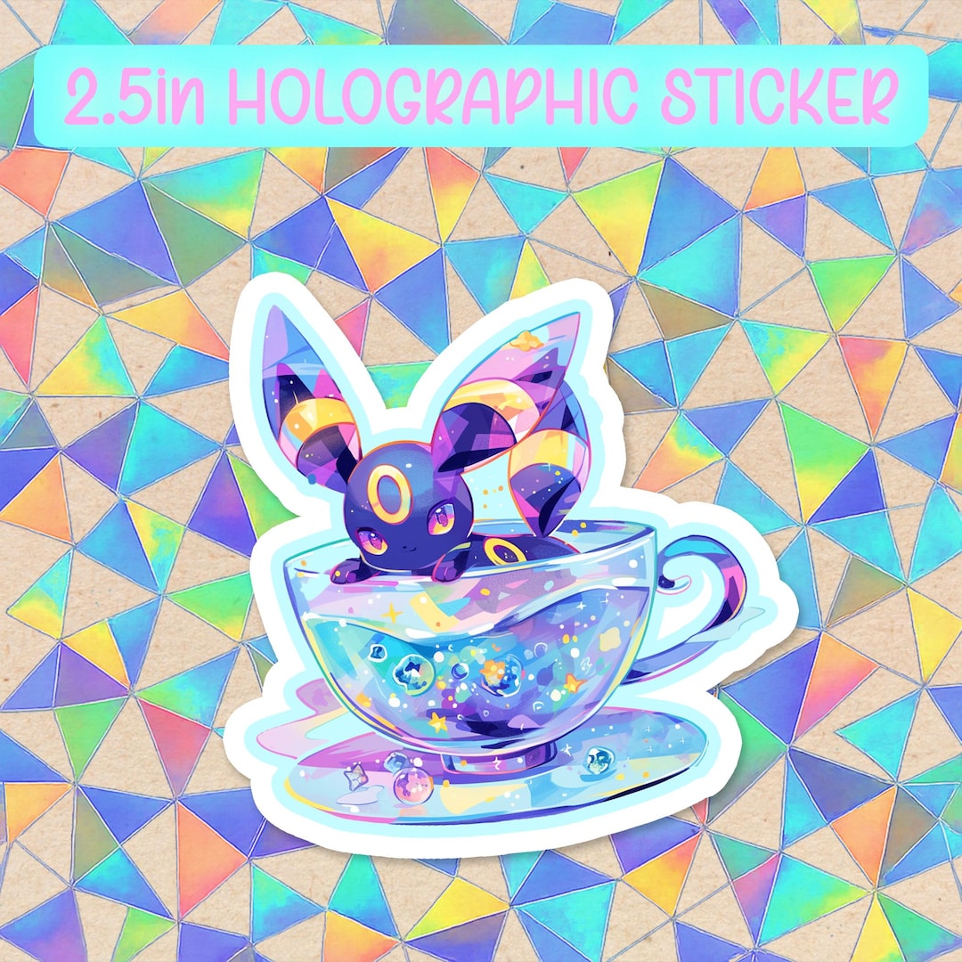 Umbreon Pokemon Holographic Vinyl Sticker | Waterproof Decal, Kawaii ...