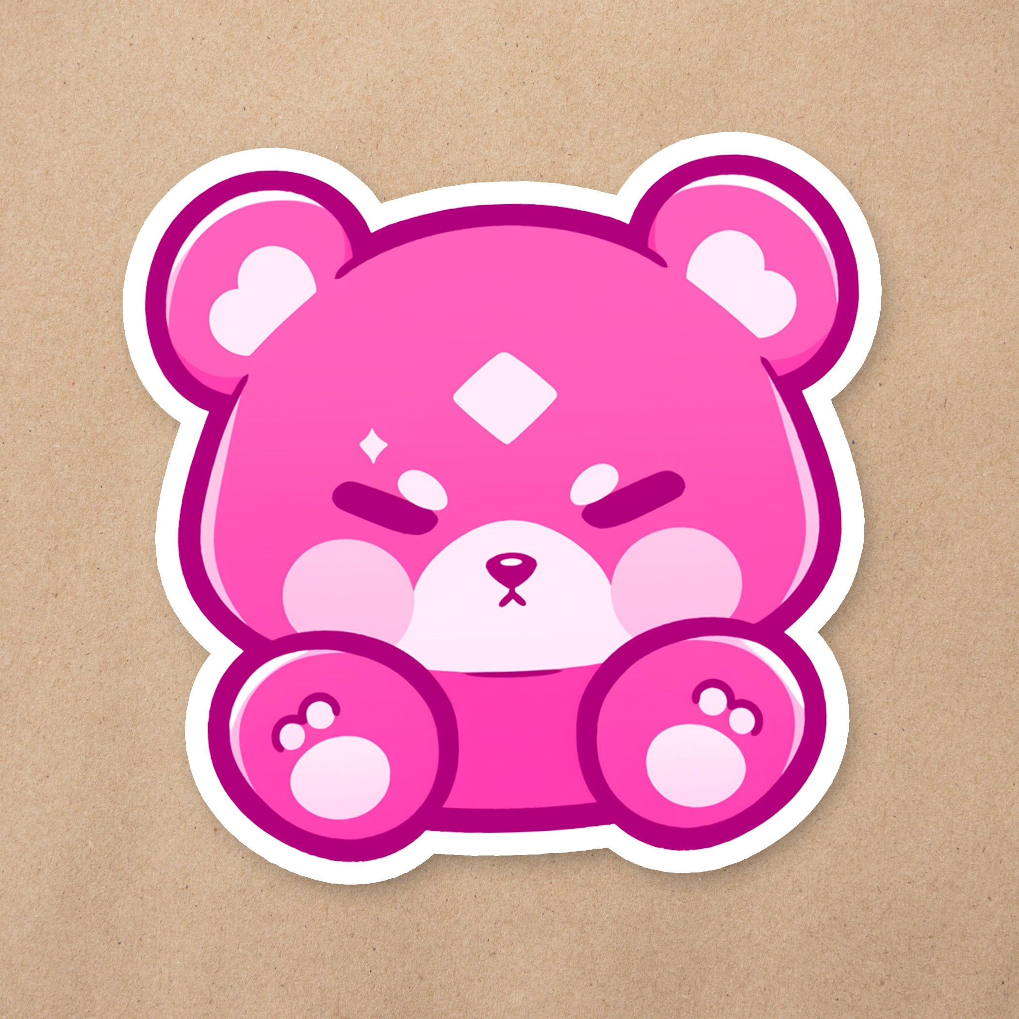 Kawaii Unamused Bear Vinyl Sticker Adorable Teddy Bear Girl - Etsy