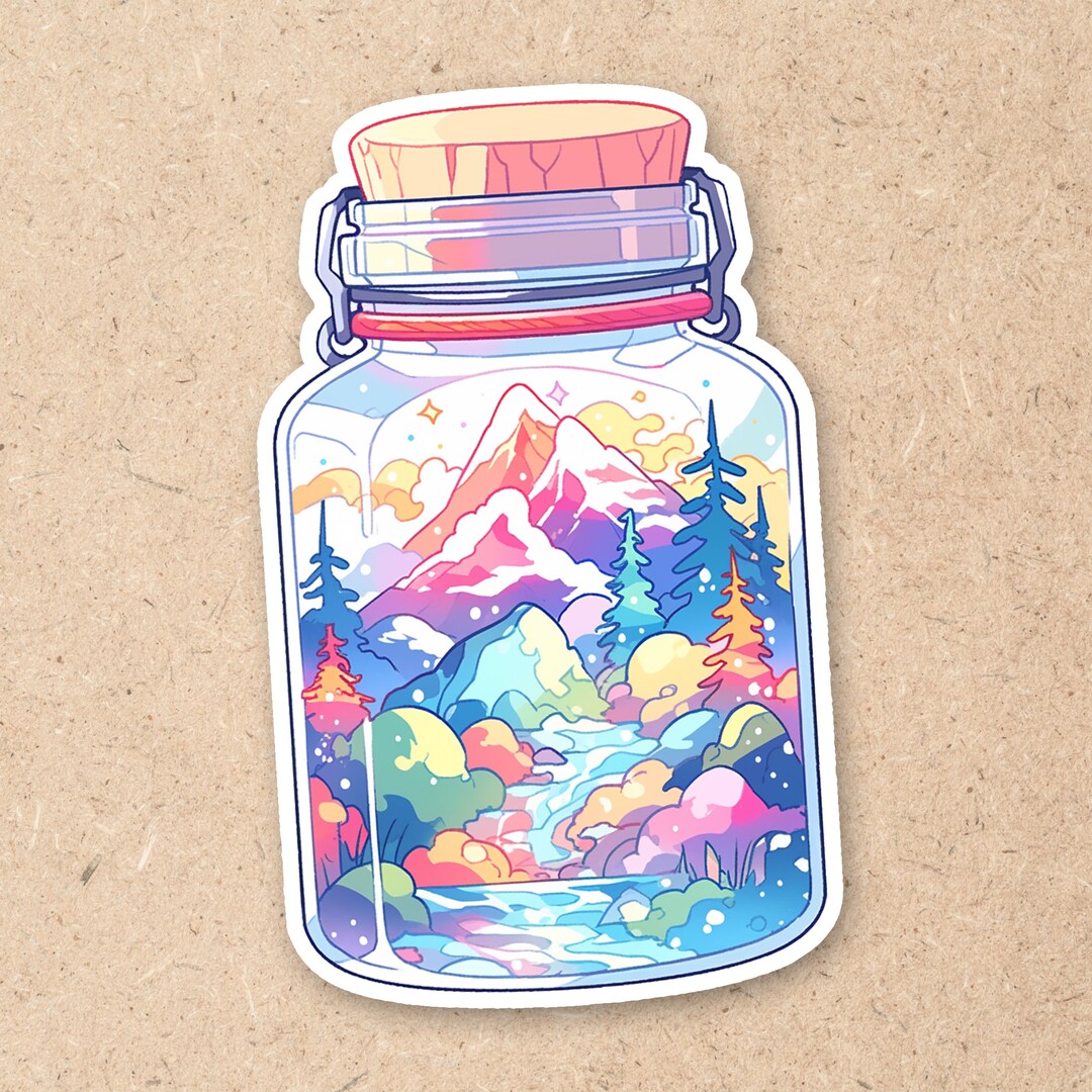 Kawaii Glass Jar World Vinyl Sticker Adorable Pastel - Etsy