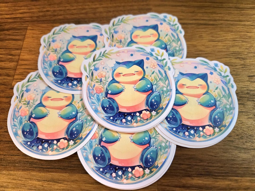 Cute Snorlax Pokemon Vinyl Sticker Waterproof Matte Decal, Kawaii ...
